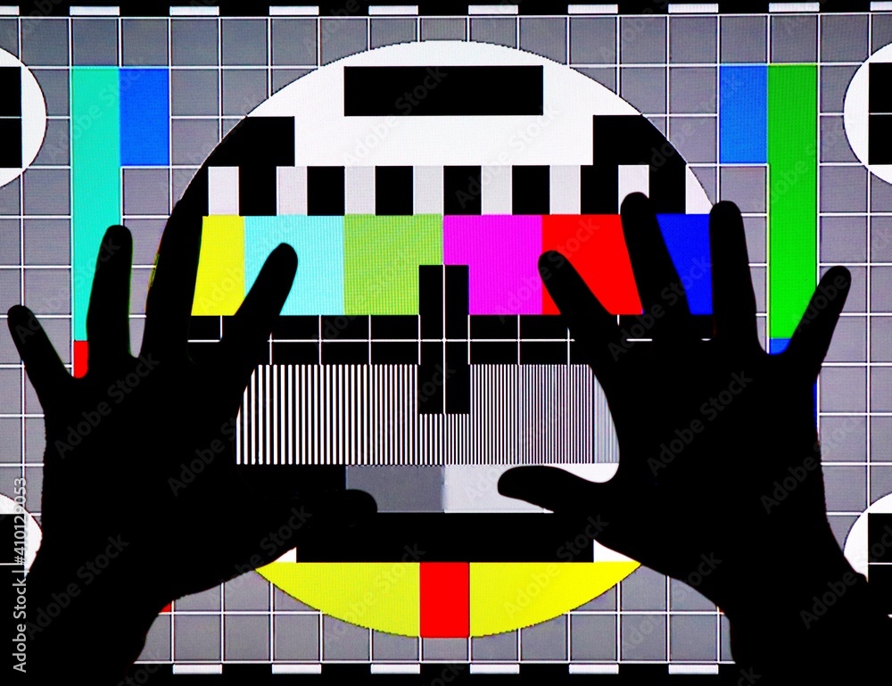 TV Test Pattern generated by a Monoscope, TV Static Noise Glitch Effect ...