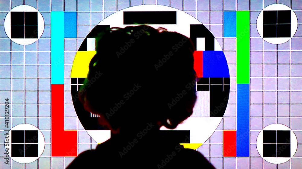 TV Test Pattern generated by a Monoscope, TV Static Noise Glitch Effect ...