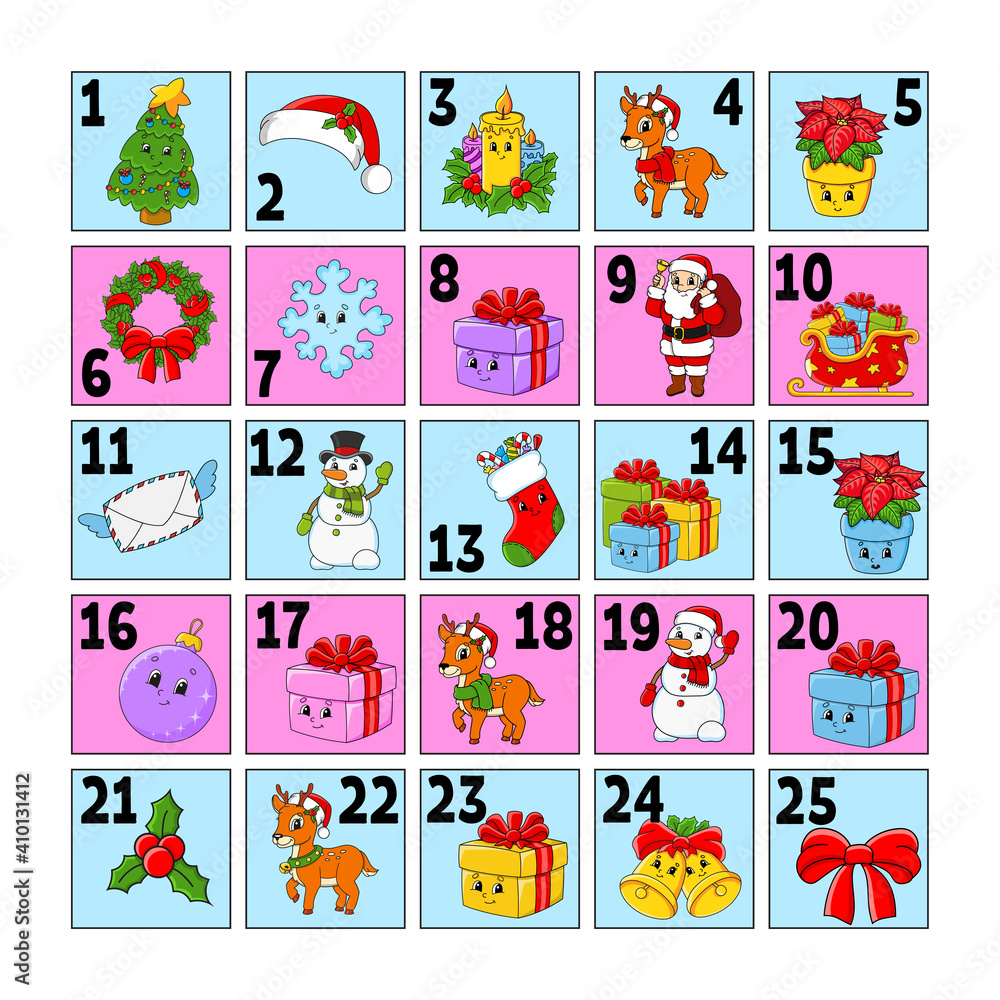 Christmas Numbers Printable 1 25