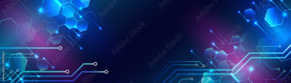 Digital poster templates. Technology or science design. Vector banner ...