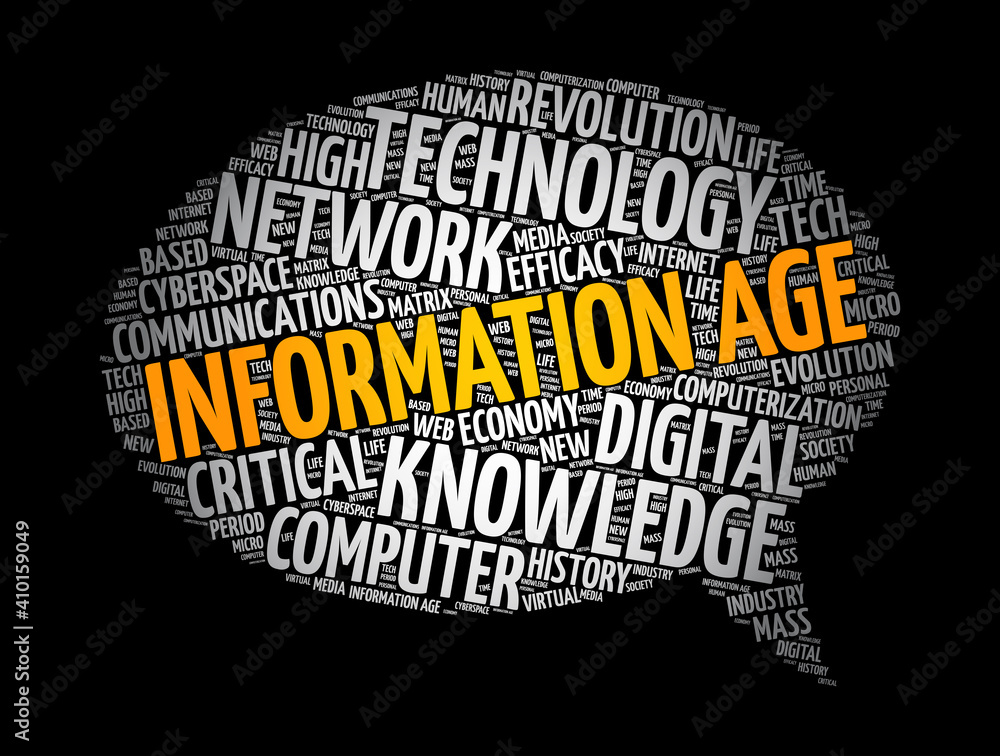 Information age message bubble word cloud collage, concept background ...