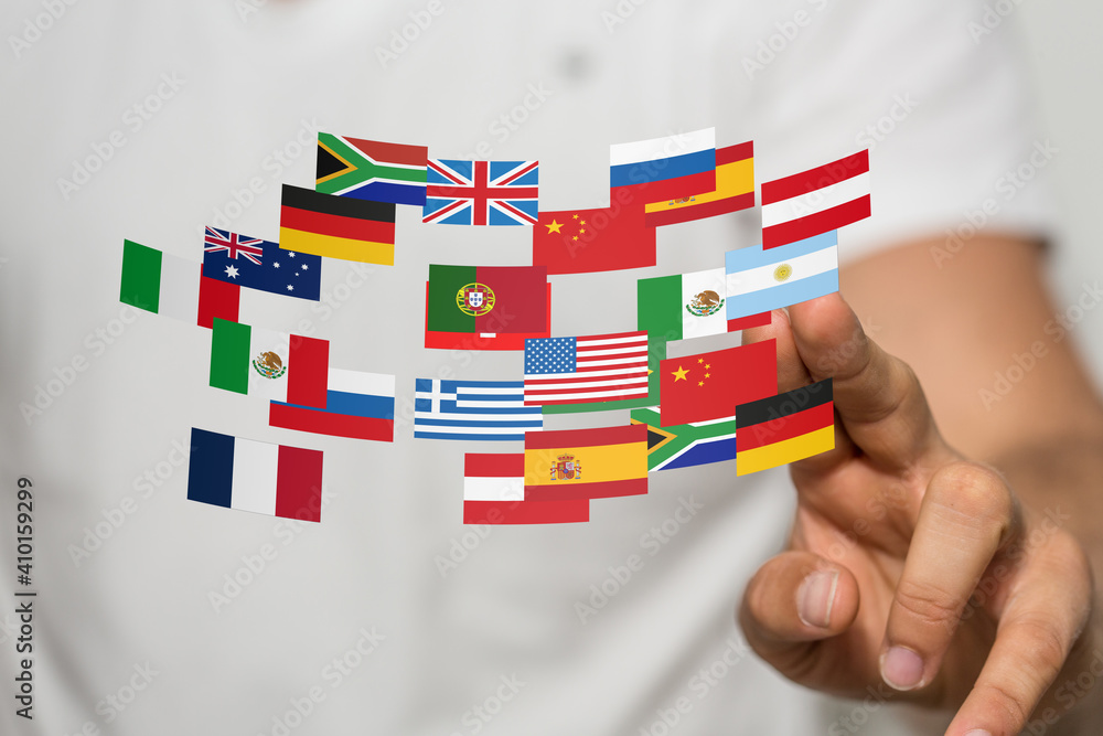 World map with all states and their flags Stock Photo | Adobe Stock