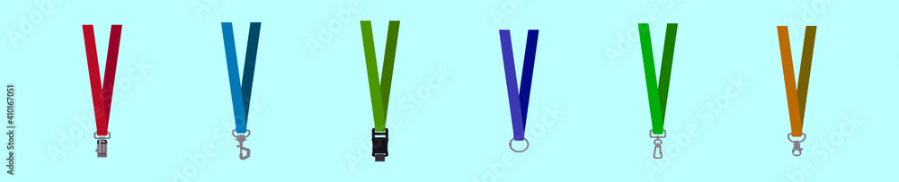set of lanyard cartoon icon design template with various models. vector ...