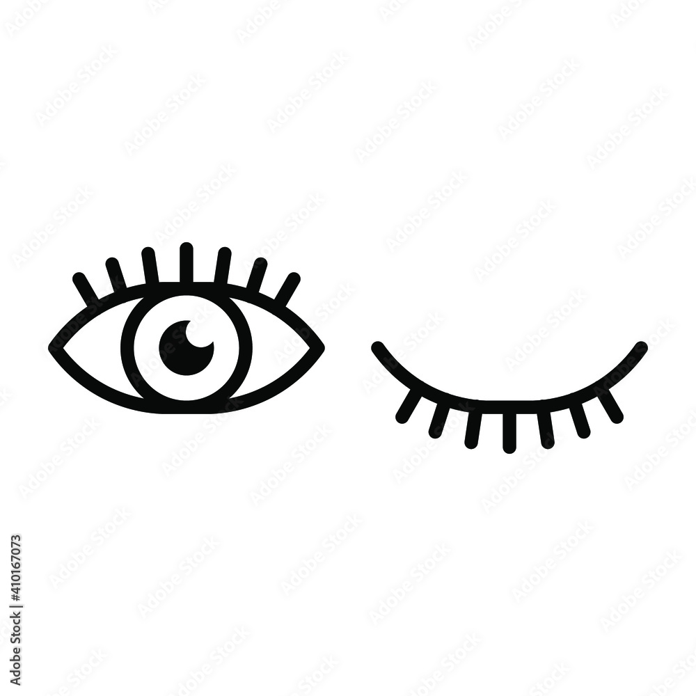 Eye icon. Simple line style for web and app. Human eye anatomy. Open ...
