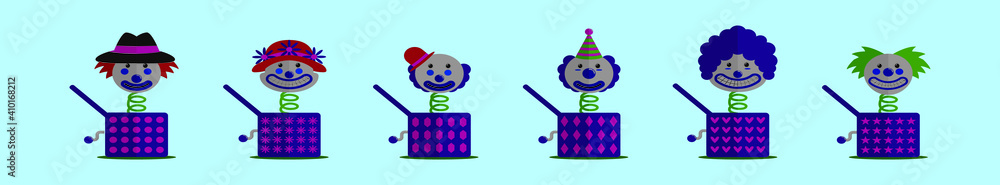 set of jack in the box cartoon icon design template with various models ...