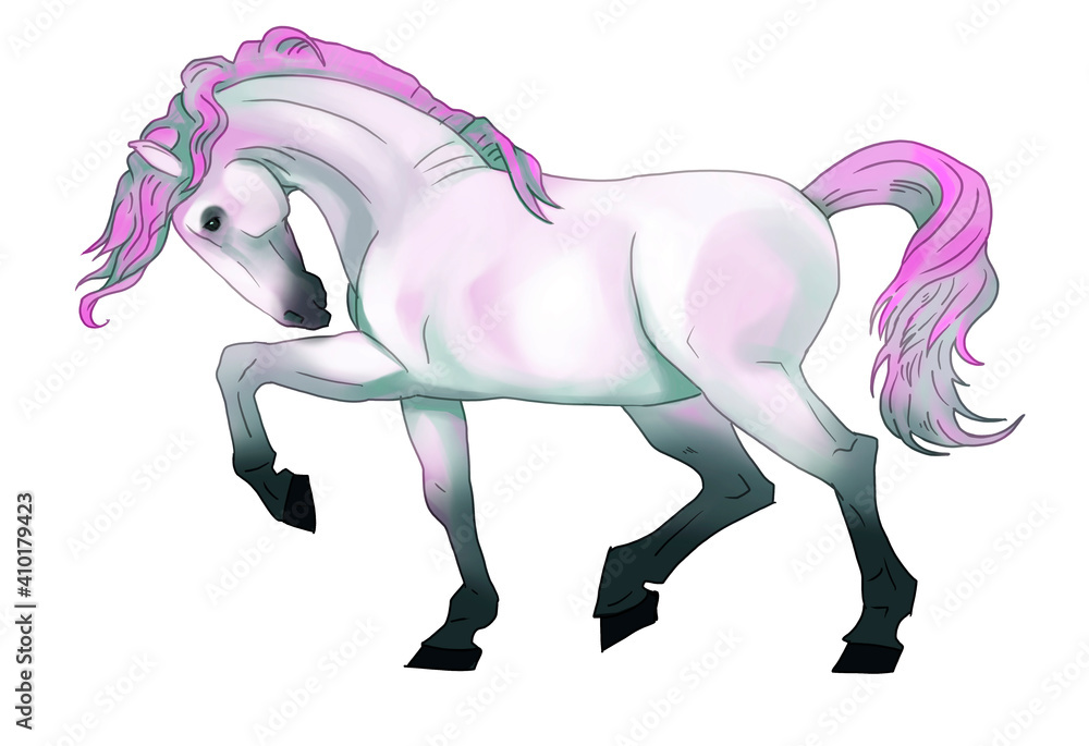 linear drawing of unicorn. fabulous animal drawing by hand. engraving ...