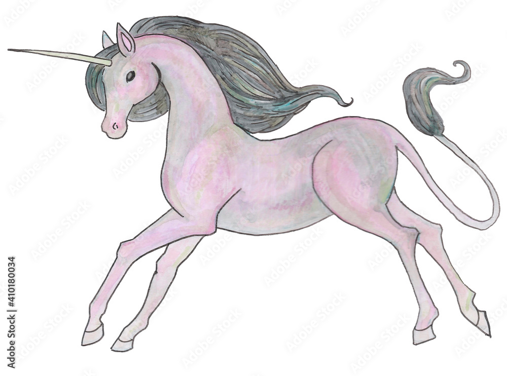 linear drawing of unicorn. fabulous animal drawing by hand. engraving ...