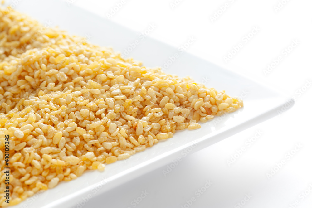 Crunchy Moong Dal in a white ceramic square plate, made with roasted ...