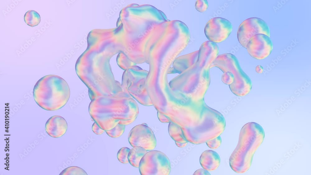 Holographic liquid blobs abstract flowing animation. 4K abstract ...