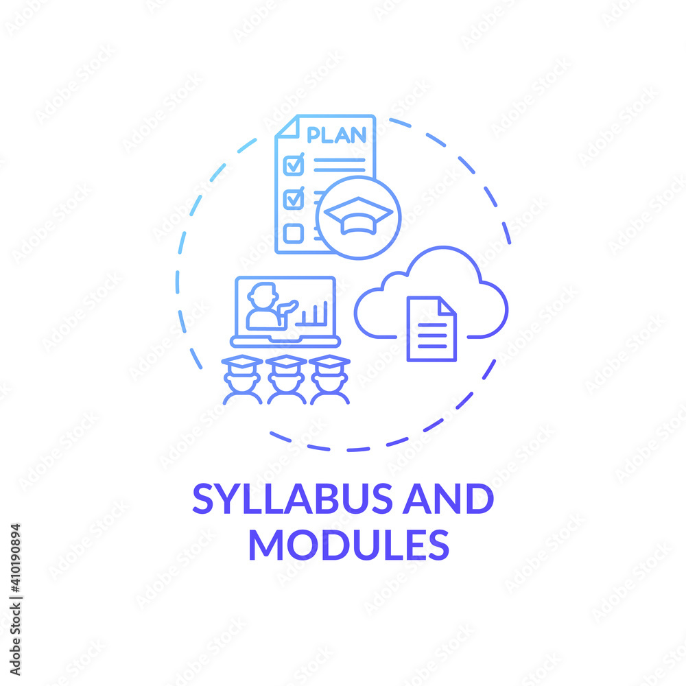 Syllabus and modules concept icon. Online course management system ...