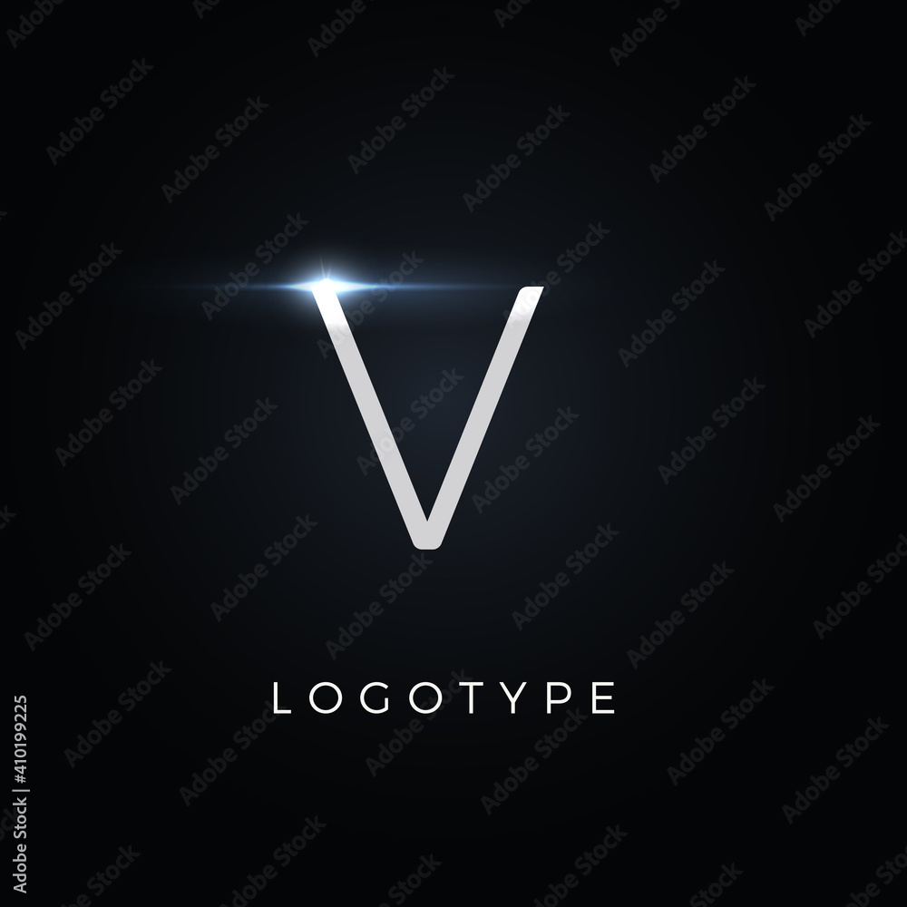Futurism style letter V. Minimalist type for modern futuristic logo ...