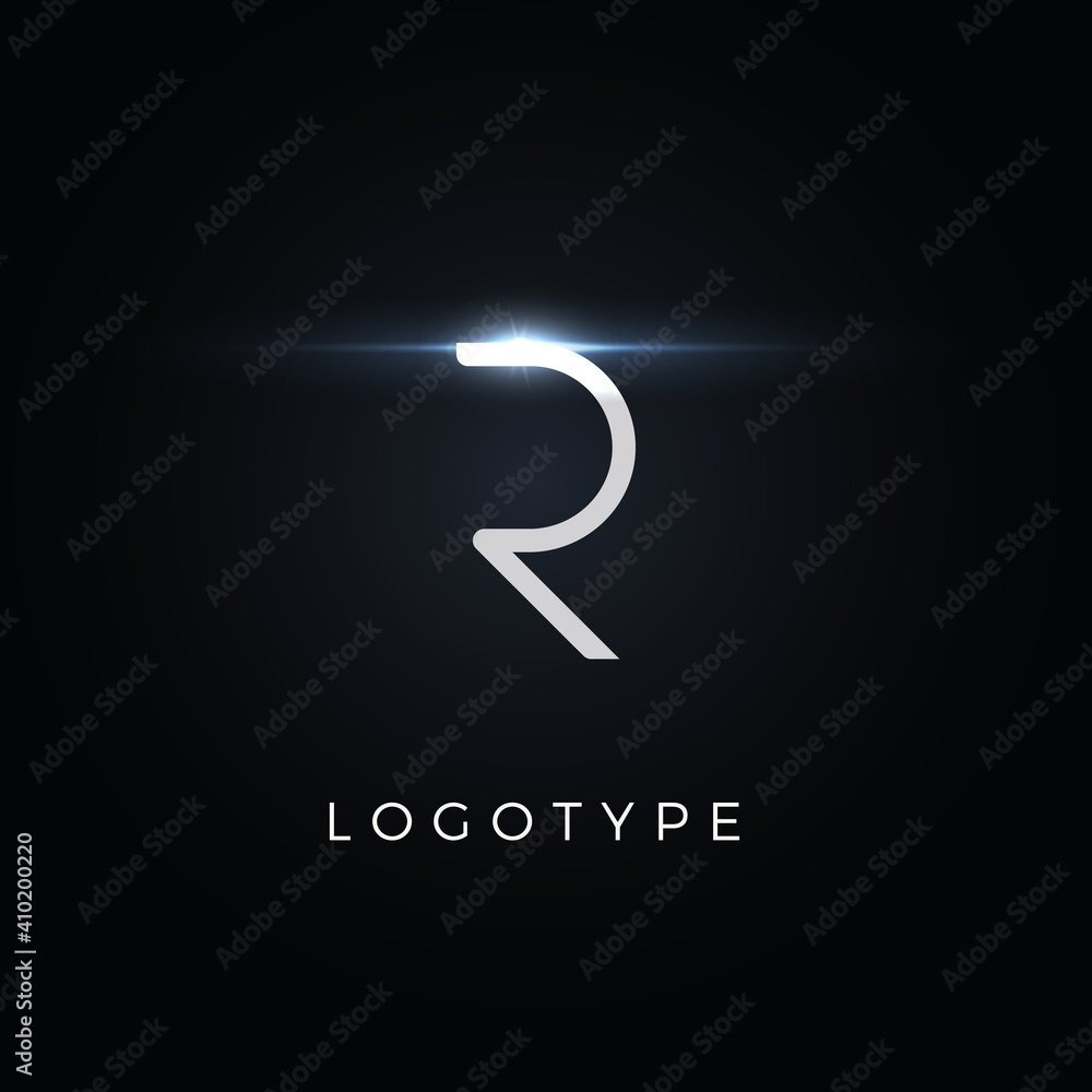 Futurism style letter R. Minimalist type for modern futuristic logo ...