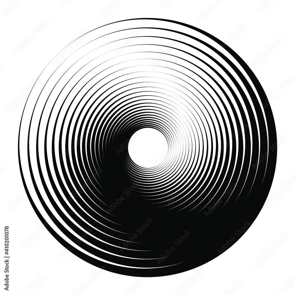 Abstract black rotated vortex shape. Vector illustration. Design ...