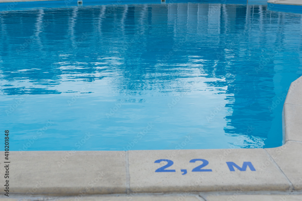 safety on water concept, close up image of signs of depth in meters in ...