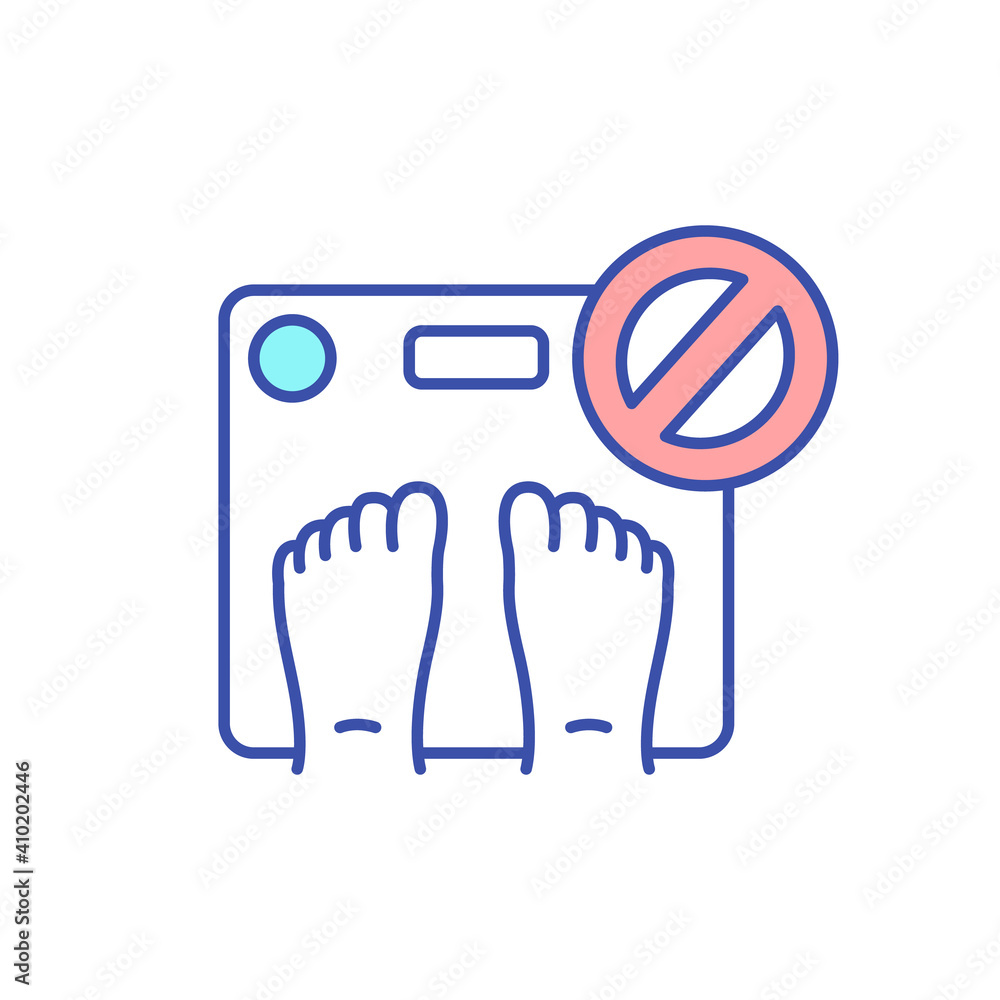 Stop weighing yourself RGB color icon. Self care tips. Eating disorder ...