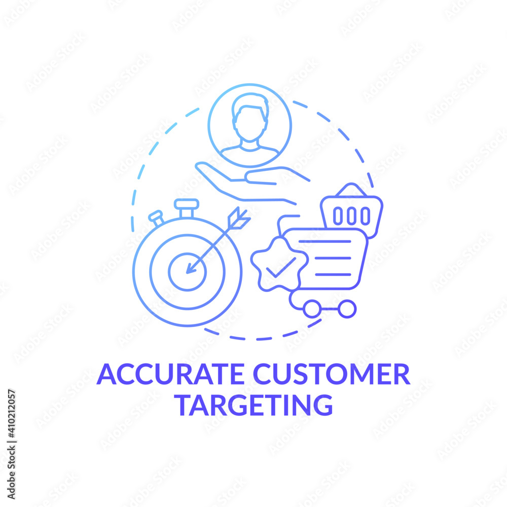 Accurate customer targeting concept icon. Open innovation benefit idea ...