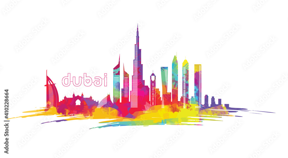 Dubai UAE vector illustration. city of Dubai in the United Arab ...