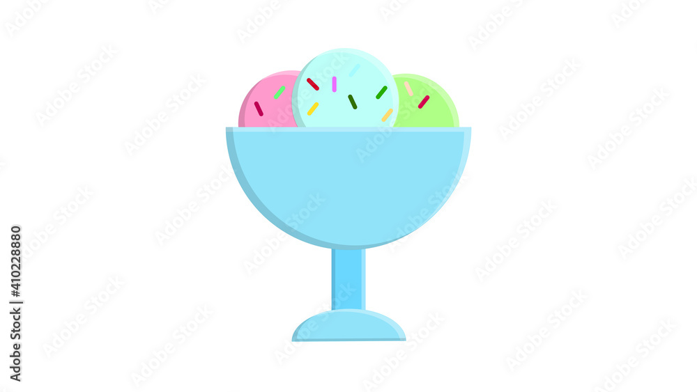 Illustrazione Stock Three color ice cream with different flavors, berry ...