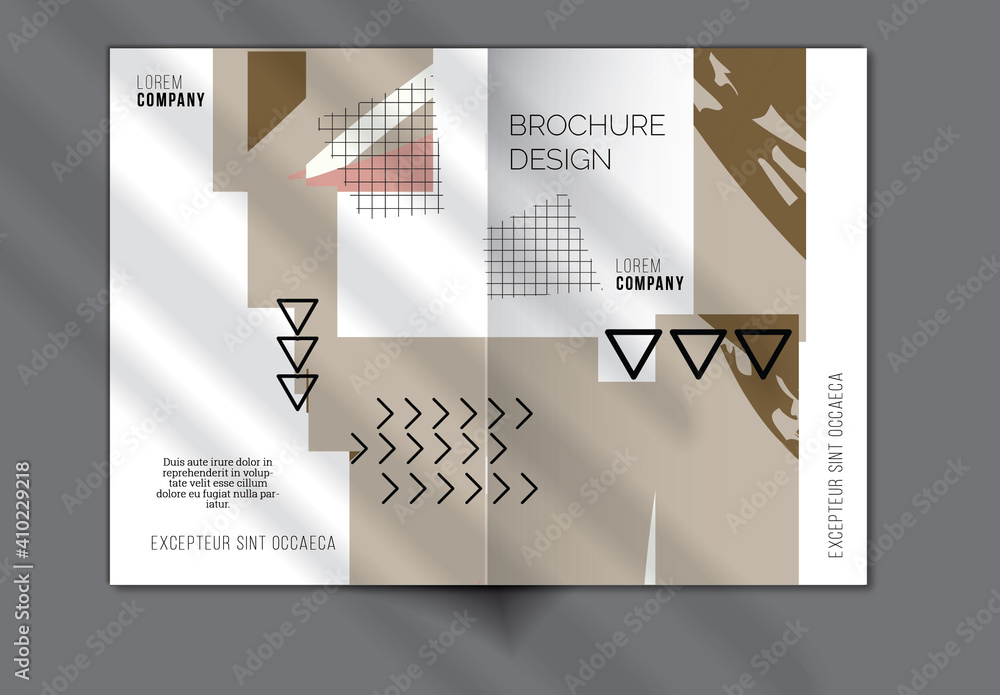 Brochure Cover Layout Geometric Shapes and Abstract Bright Rectangles ...