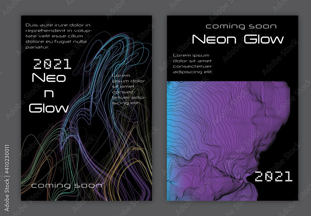 Flyer Layout with Bright Gradient Shapes Stock Template | Adobe Stock