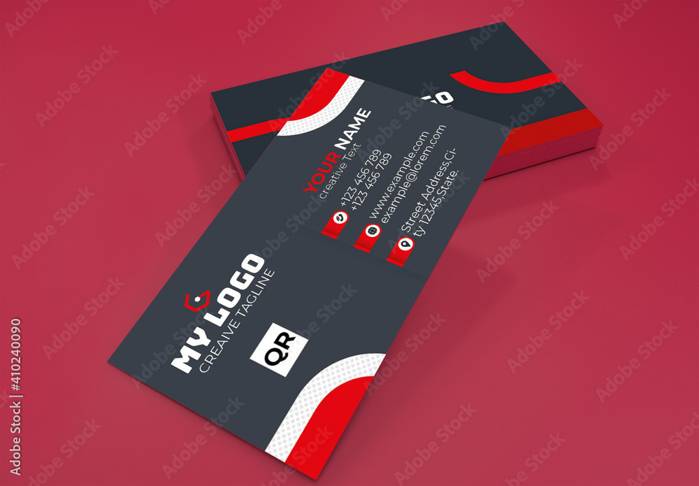 Business Card with Red Accents Stock Template | Adobe Stock