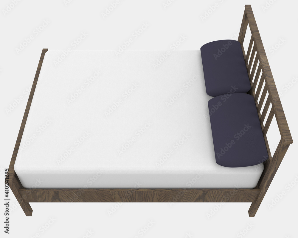 Modern bed isolated on background. Good for mock-up or banner size 3d ...