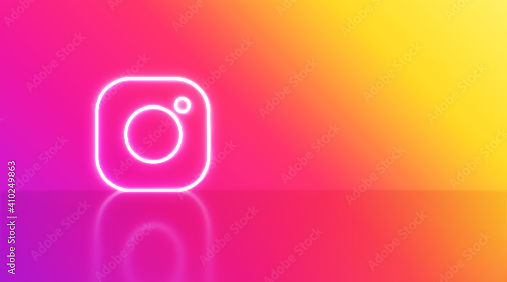 Madrid, Spain - February 02, 2021: Instagram logo in neon with space ...