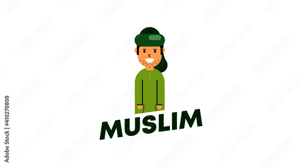 Muslim cartoon logo concept isolated in white background. Stock Vector ...