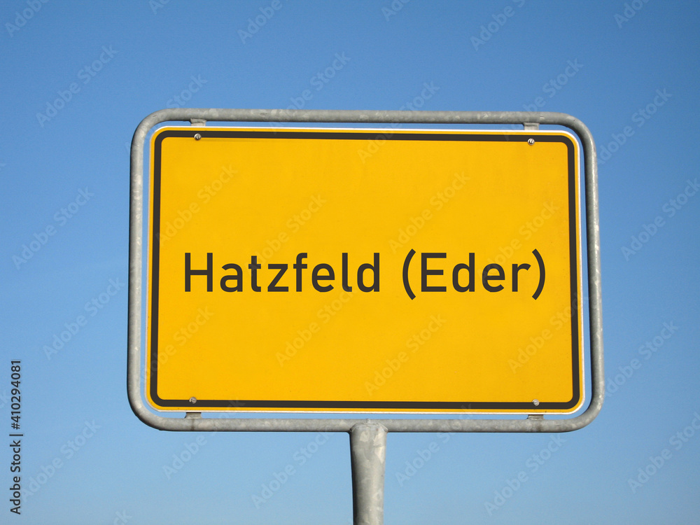 Ortsschild Hatzfeld (Eder) Stock Photo | Adobe Stock