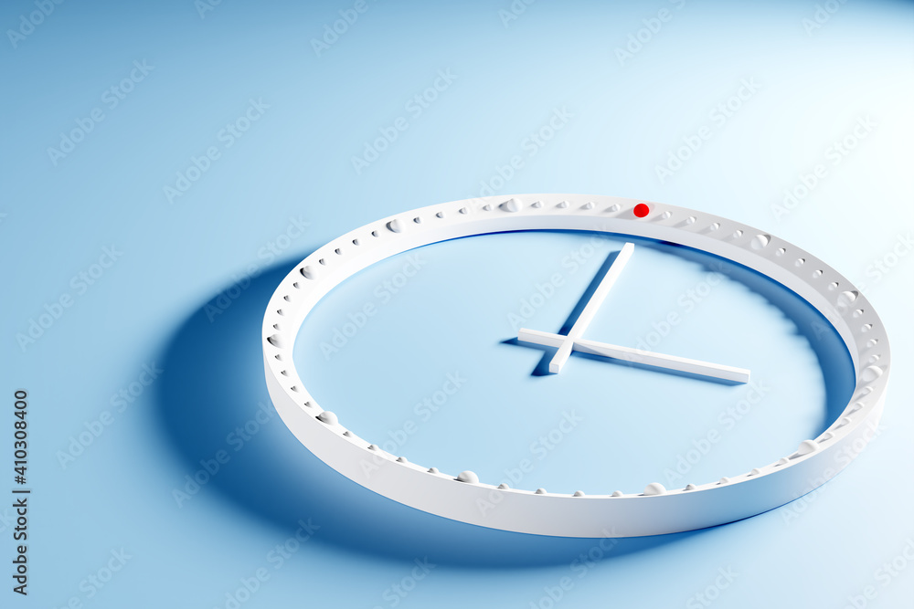 3d illustration of a round transparent clock without numbers with a ...