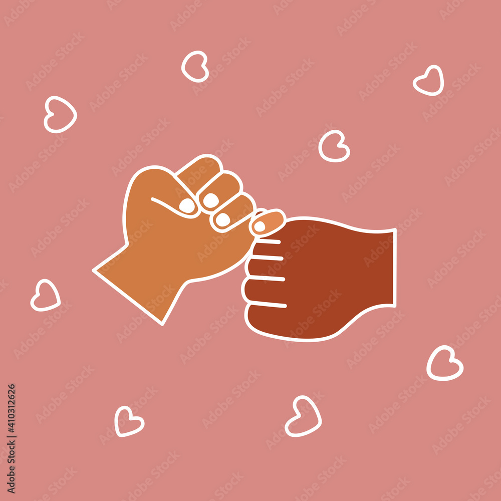 Concept pinky promise. Two hands performing pinky swear. Vector ...