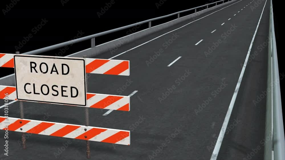 3D Render 4k animation - Road closed road sign Stock 비디오 | Adobe Stock