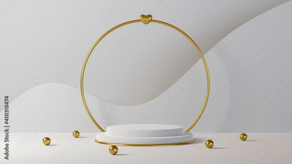 Minimal luxury white design Cylinder box podium in white concrete wall ...