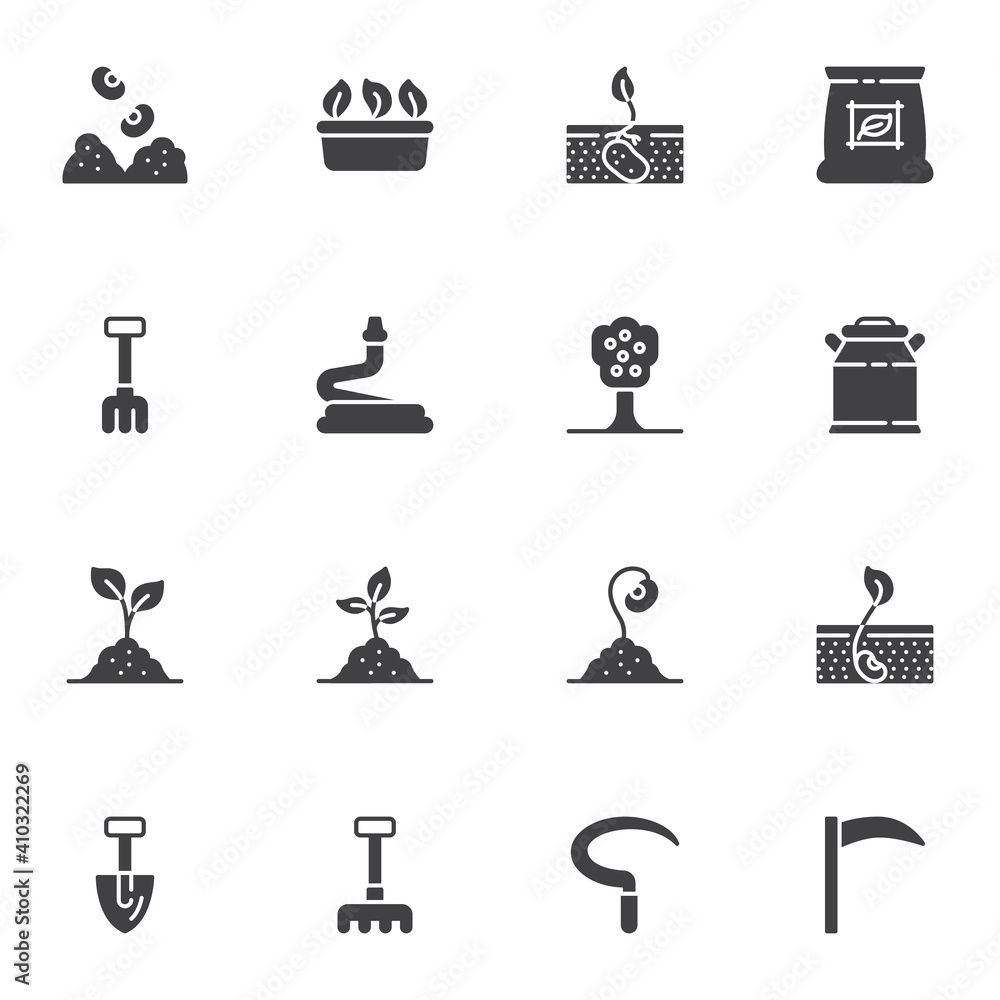 Agriculture, farming vector icons set, modern solid symbol collection ...