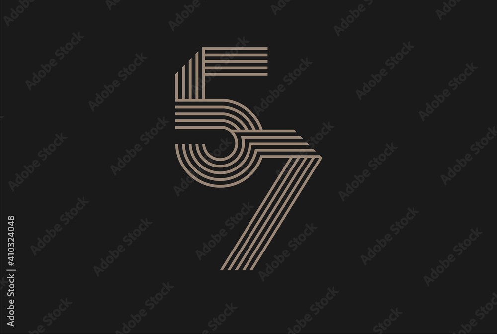 Number 57 Logo, Monogram Number 57 logo multi line style, usable for ...