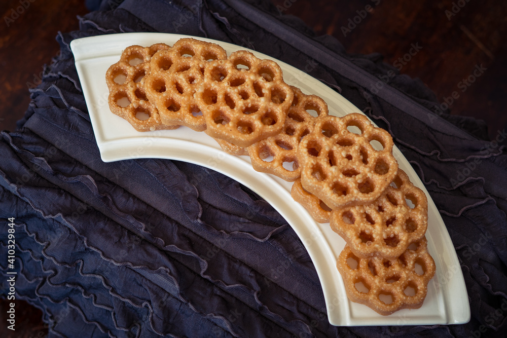 Traditional Malaysian cookies snack known as "kuih loyang" for Eid Fitr ...