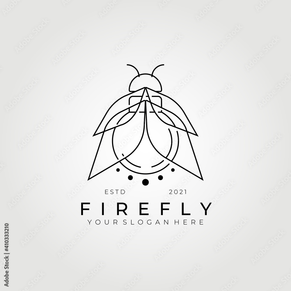 line art firefly logo vector illustration design , best light source ...