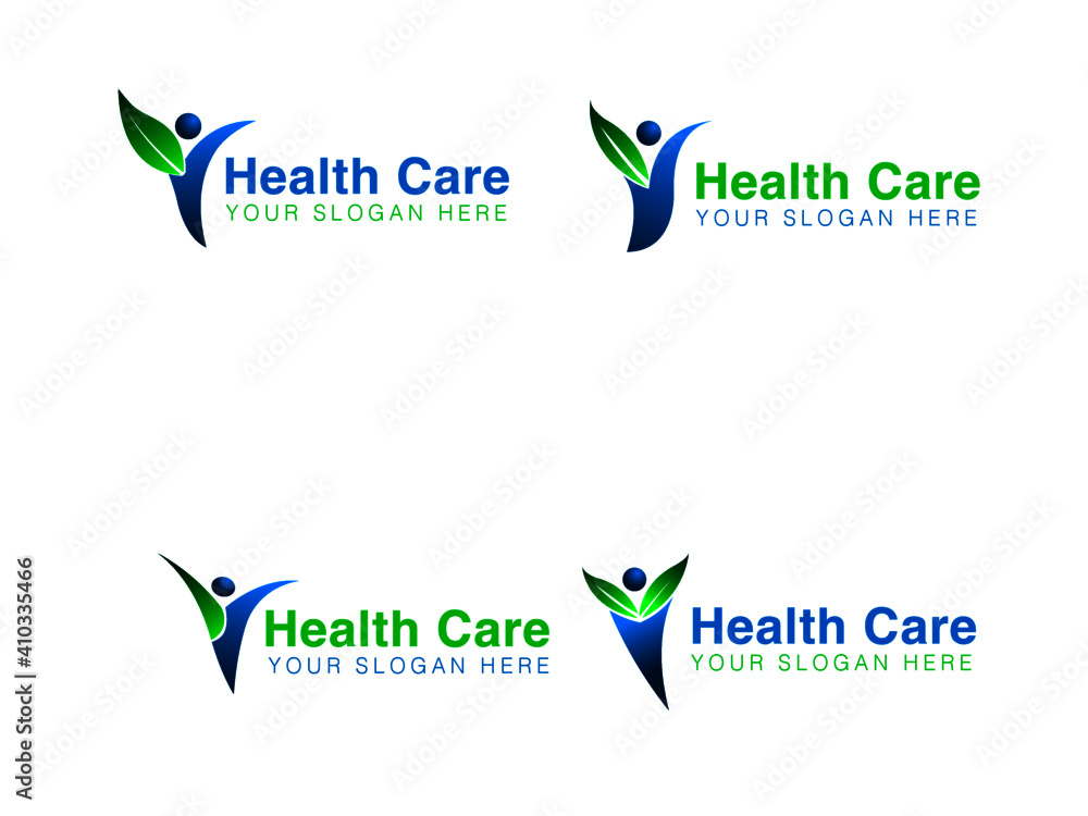 Health Care Green Man Logo Design, Health Logo Stock Vector | Adobe Stock