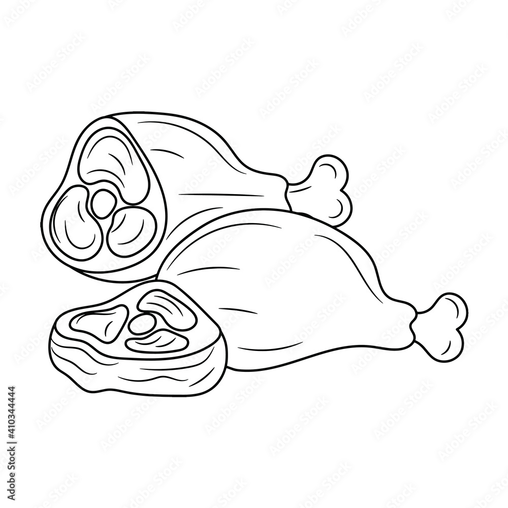 Chicken thighs vector sign, linear style pictogram vector illustration ...