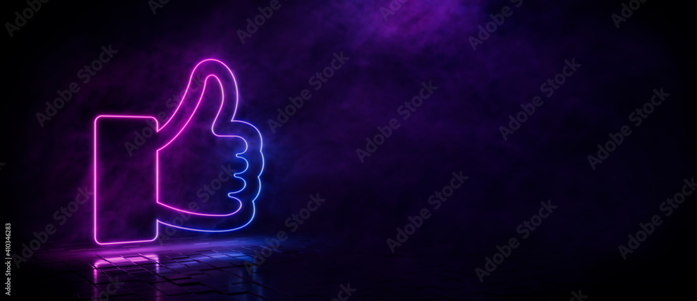 Pink and blue neon light like icon. Vibrant colored technology symbol ...