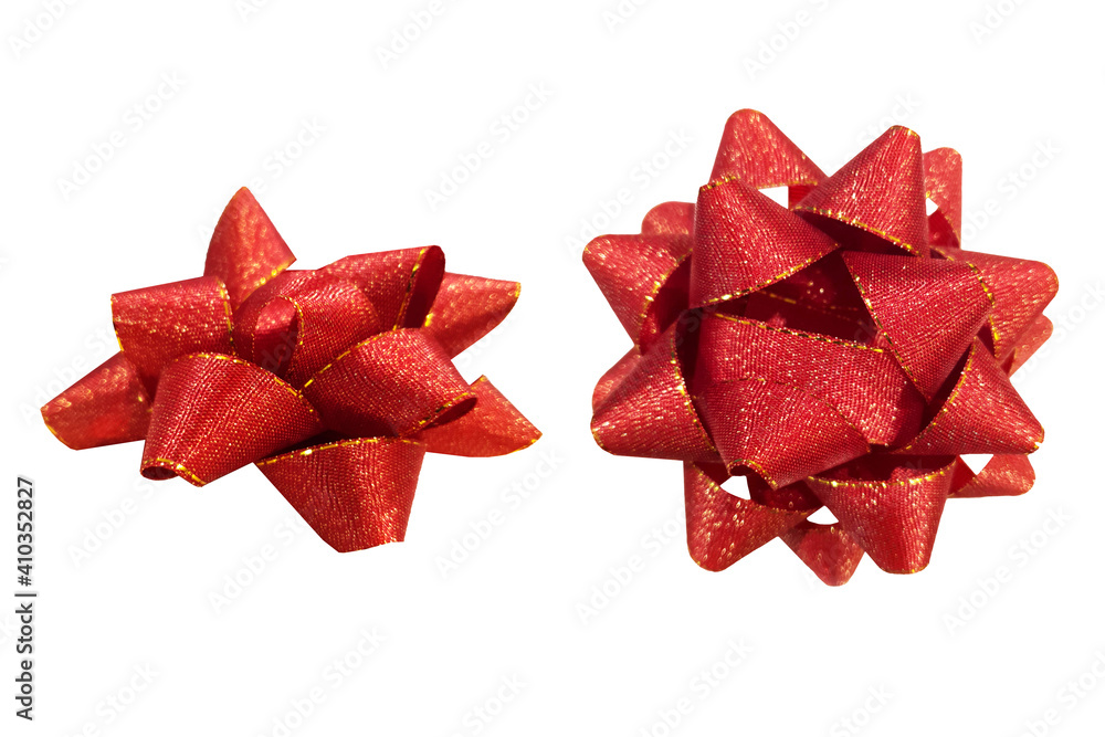 collection of red ribbon bows isolated on white background. Stock Photo ...