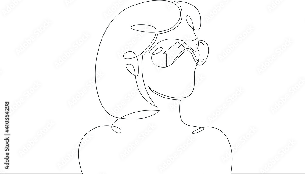 Female character wearing augmented reality glasses. Gaming industry and ...