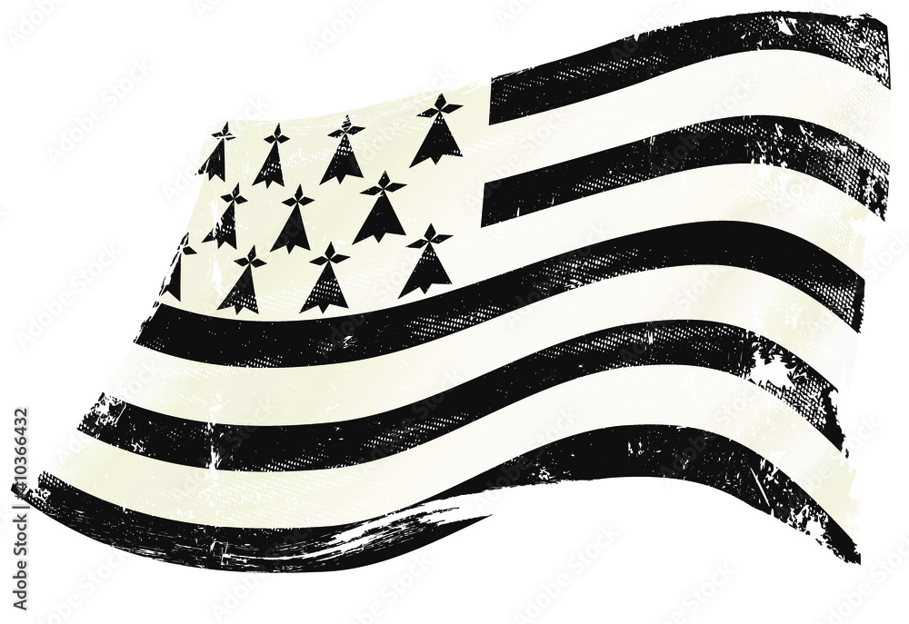 brittany waving flag. A brittany flag in the wind with a texture. Stock ...