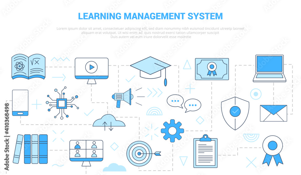 lms learning management system concept with icon set template banner ...