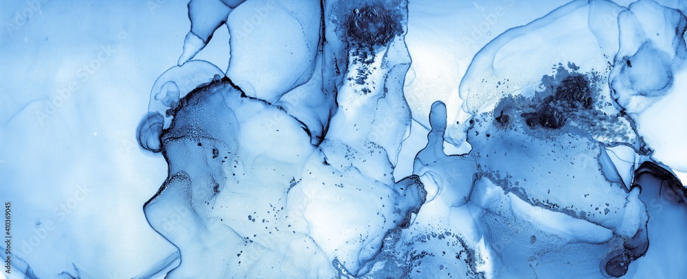 Oil Water Texture. Fluid Flow Illustration. Blue Indigo Alcohol Effect ...