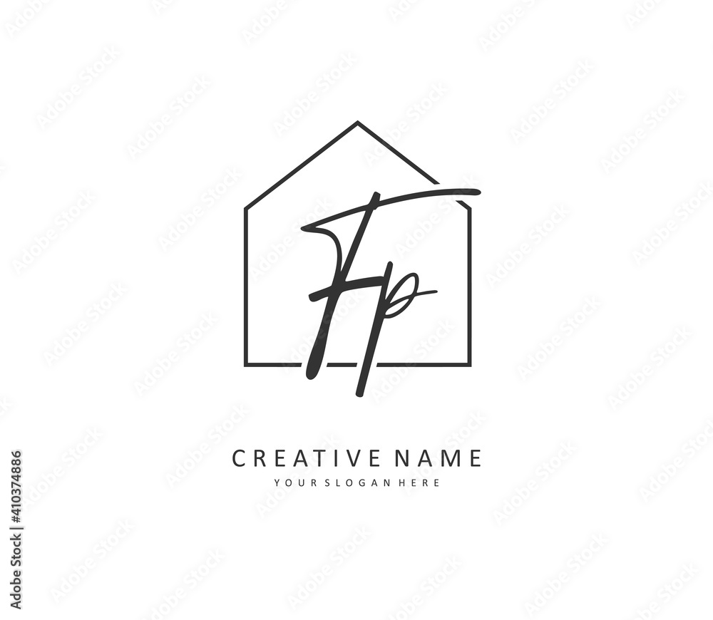 FP Initial letter handwriting and signature logo. A concept handwriting ...