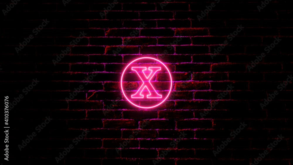 Amazing pink neon X logo intro animation on wall background, X intro ...