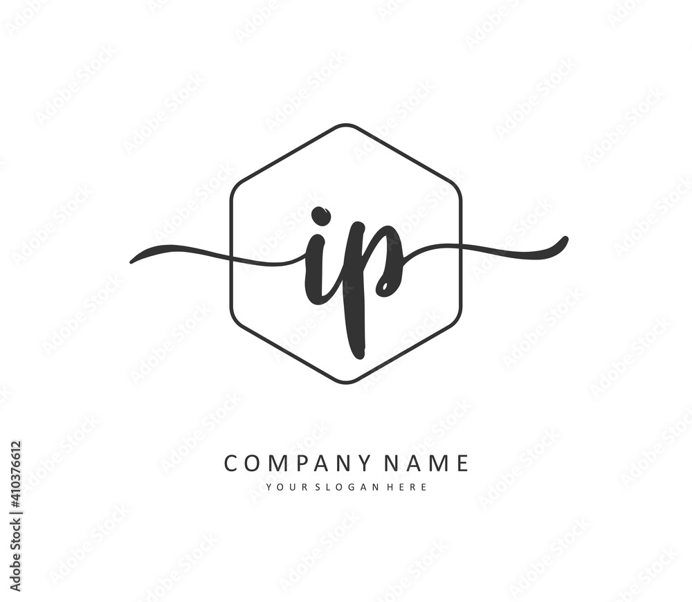 IP Initial letter handwriting and signature logo. A concept handwriting ...