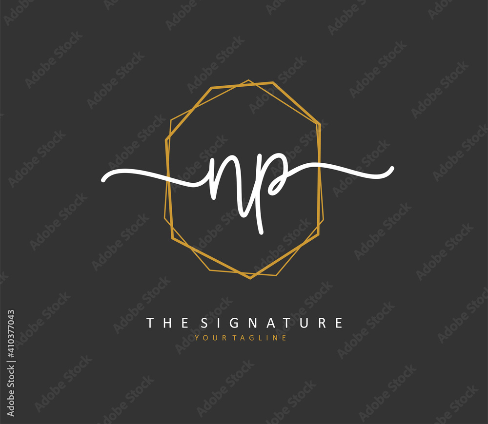 NP Initial letter handwriting and signature logo. A concept handwriting ...
