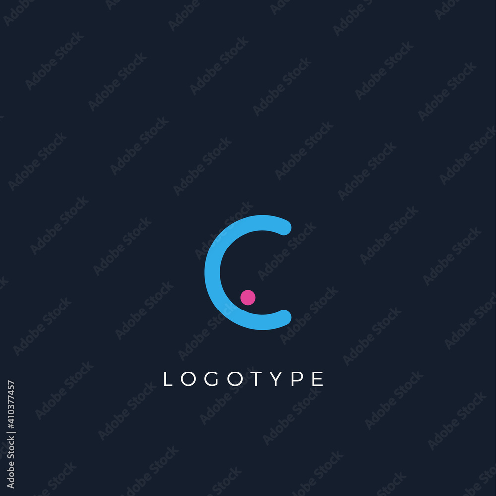 Minimalist letter C with dots, awesome monogram. Lowercase letter for ...